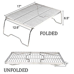 ZORMY Folding Campfire Grill,304 Stainless Steel Grate,Heavy Duty Portable Camping Grill with Legs Carrying Bag,Gas BBQ Grill Grate for Backpacking, Hiking, Picnics, Fishing