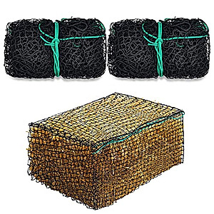 2 Pcs Square Bale Hay Net 5 mm Thick 47 x 20 x 20 Inch Black Large Bale Net Slow Feed Hay Bags Horse Feeding Supplies for Horses Mules Goat Cattle Stalls Barn Feed Decor (Square, 47 x 20 x 20 Inch)
