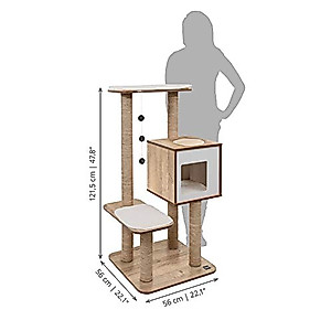 Vesper Cat Tree, High Base, Oak, 52063, 56 x 56 x 81.5 cm (22 x 22 x 32 in)
