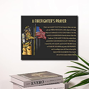 Motivational Art Wall Decor a Firefighter's Prayer Canvas Print Framed Firefighter Painting for Home Office Wall & Tabletop Decor