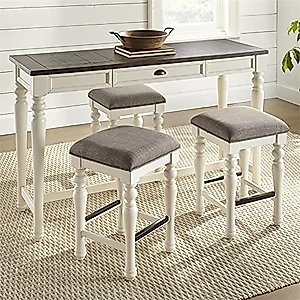 XPRESS WORLD Steve Silver Joanna Two-Tone Distressed Ivory and Mocha Wood 4-Piece Sofa Bar Set
