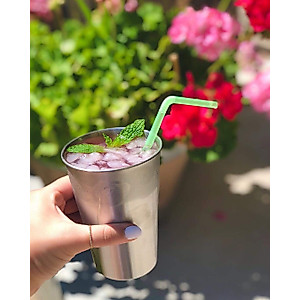 Outset Chillware Stainless Steel Beer Glasses, Set of 4, 16 Oz Drinking Cups