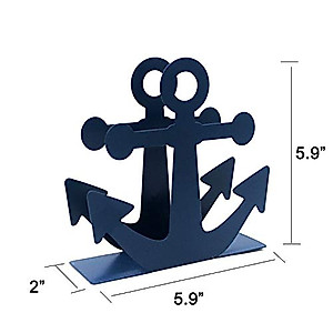 BetyHom Vintage Metal Nautical Anchor Napkin Holder (BLUE)