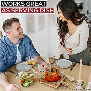 2L Clear Glass Simmer Pot with Lid & Strainer – Heat-Resistant Borosilicate Cooking Pot for Pasta, Soup, Baby Food, Milk – Electric Simmer Pot for Home Fragrance – Anti-Scald Handles