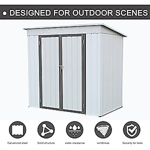 WIILAYOK 6' X 4' Storage Shed, Outdoot Shed with Floor Frame, Steel Garden Shed with Lockable Double Door,Tool Shed for Yard Perfect to Store Garden Tools Bike Accessories