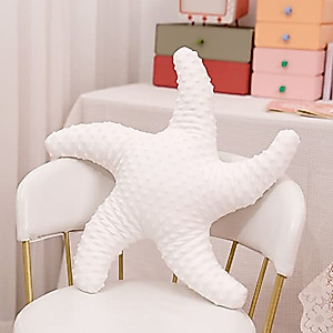 Marble Empire White Starfish Pillow Beach Themed Decorative Throw Pillows Soft Ocean Bedding Coastal Decor for Home Cute Star Shaped Stuffed Animal Plush for Small Couch Bed Bedroom Living Room