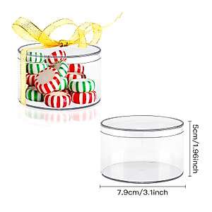 15 Pcs Clear Acrylic Plastic Boxes, 3.11x3.11x2" Small Plastic Box with Lid Transparent Clear Containers Display Boxes Mini Storage Box with Glitter Ribbon for Candy Pill Jewelry, Treats