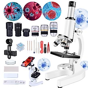 Poothoh Microscope for Adults Kids 40-2000X Magnification Compound Microscope with Microscope Slides Fill Light,Suitable for Children Students Home School Laboratory Microscope kit