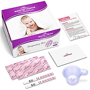 Easy@Home 40 Pregnancy Test Strips with 40 Urine Cups - Fast & Accurate Early Detection, Sensitive & Clear Results, Designed for Women Trying to Conceive EXP 07-31-2025