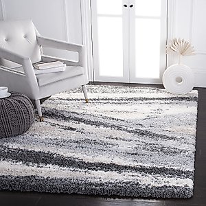 SAFAVIEH Fontana Shag Collection 8' x 10' Grey/Charcoal FNT840F Modern Abstract 2-inch Thick Living Room Dining Bedroom Area Rug