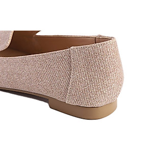 FEVERSOLE Women's Fashion Trim Deco Loafer Slippers Rose Gold Lurex 9 M US