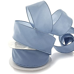 Ribbon Traditions 2.5" Wired Suede Velvet Ribbon Dusty Blue - 10 Yards