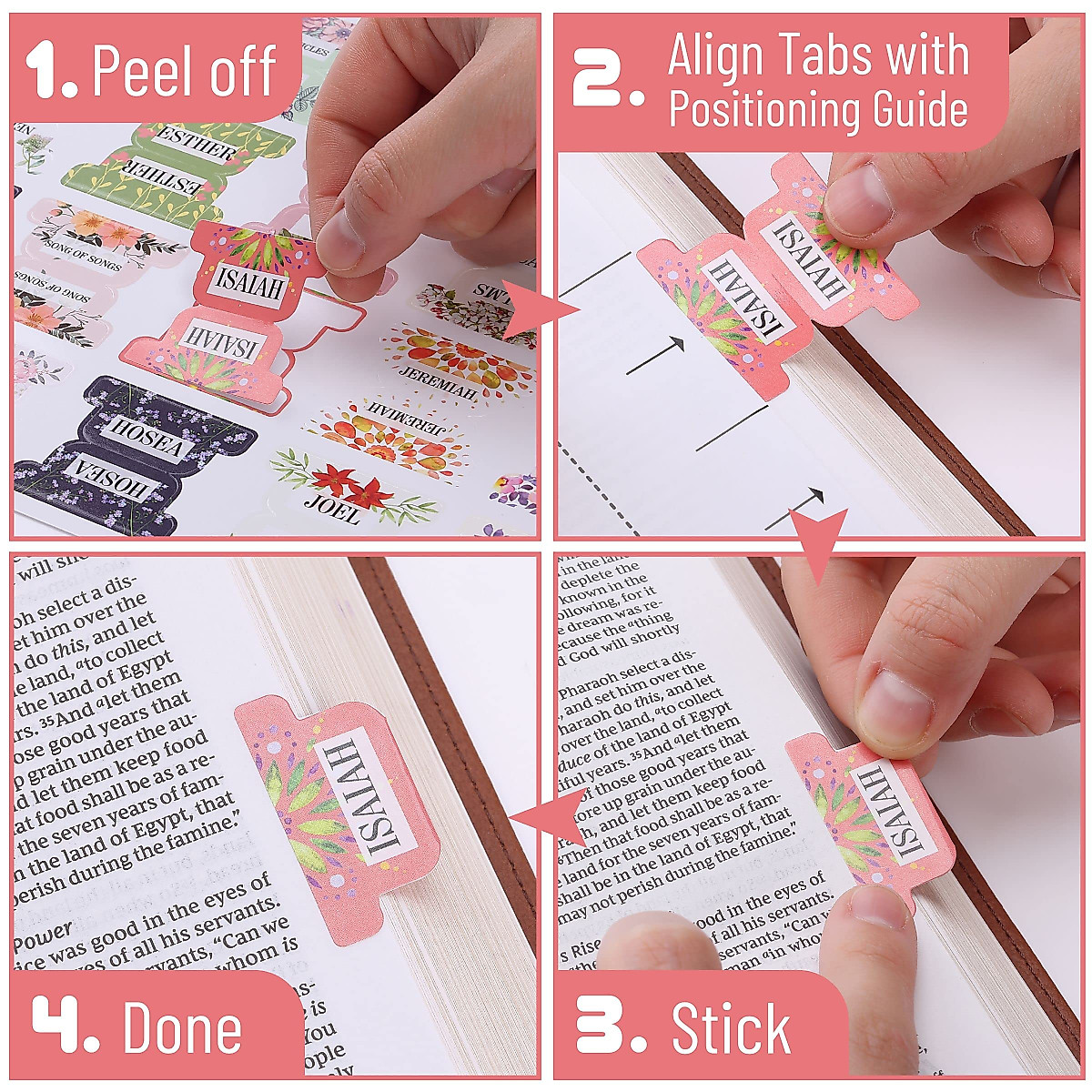 Mr. Pen- Bible Tabs, 121 pcs, Floral Design, Laminated Bible Tabs for Study Bible, Bible Tabs Old and New Testament Bible Book Tabs, Bible Tabs for Women, Tabs for Bible, Bible Index Tabs