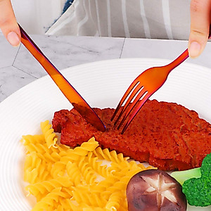 BuyGo Silverware Set Flatware Set Stainless Steel Dinnerware Set 24-Piece Cutlery Set, Service for 6, Rainbow red