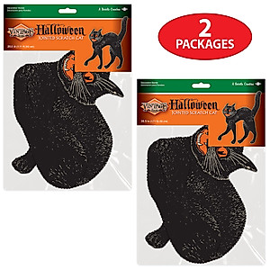 Beistle 2 Piece 20.5" Vintage Halloween Jointed Scratch Cats For Spooky Party Supplies, Made In USA Since 1900, Black/Orange