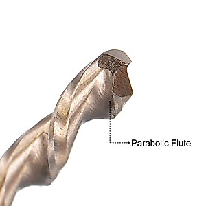uxcell M35 High Speed Steel Parabolic Flute Drill Bit, 3mm Drilling Diameter 120mm Length, Gold Oxide Cobalt Steel Round Shank