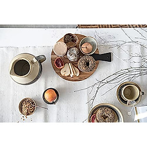 Creative Co-Op S/2 Stoneware Cup w Saucer Mug Set, 6.25", Brown & Black