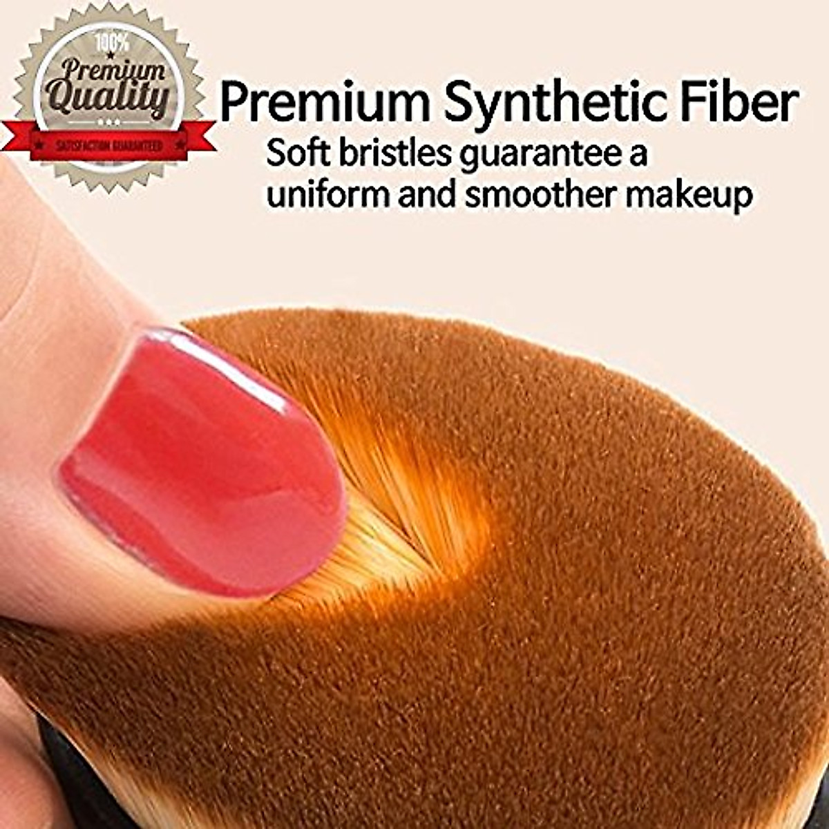 Beautia Oval Makeup Brush 2X Large Size Fast Flawless Application Liquid Cream Powder Foundation