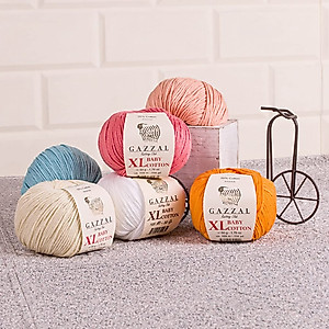 10 Pack (Skein) Gazzal Baby Cotton XL, 50% Soft Cotton 50% Acrylic, Each Ball 1.76 Oz (50g) / 114 Yards (105m), DK- Worsted, Knitting Yarn, Amigurumi Yarn, Baby Yarn, 3434