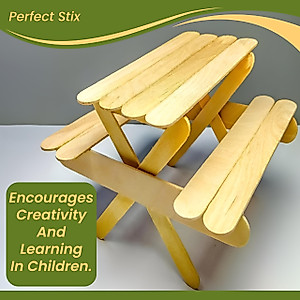 Perfect Stix Wooden Poplar Wood Craft Sticks. Jumbo Size, 6 x 3/4, Wood, Natural Poplar Wood, 500Ct. Multipurpose Craft, Popsicles, Waxing, Arts and Crafts.