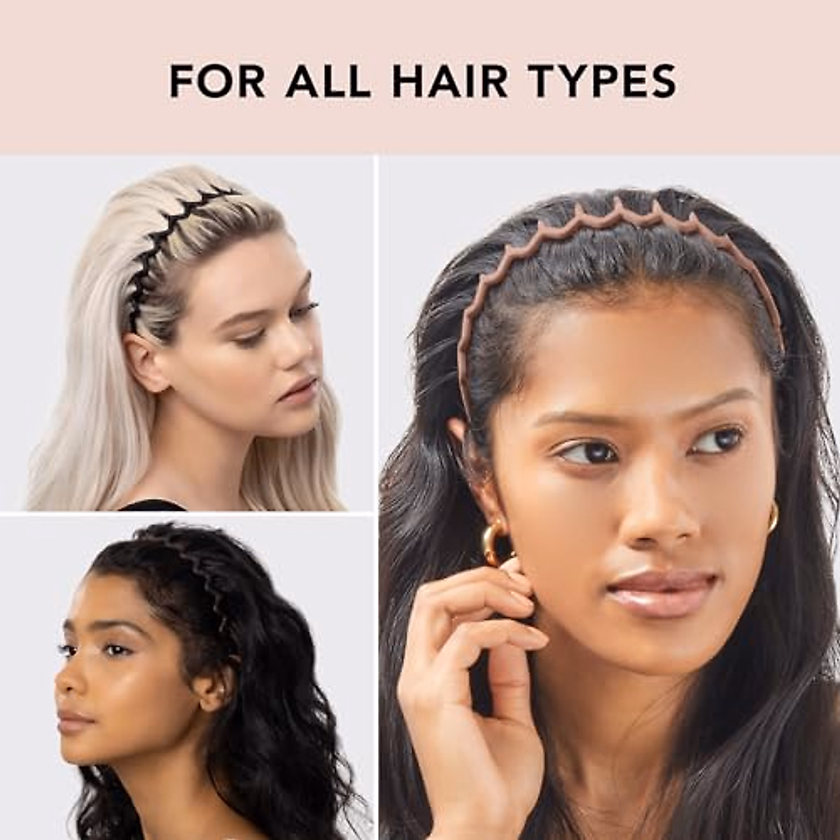 Kitsch Zig Zag Headbands - Recycled Plastic Hair Band for Men & Women - Classic 90s Headband & Hairband - Mens Headband - Wavy Headband with Teeth - Hair Headbands - 2pcs Black & Tort