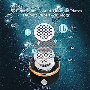 N.P Hydrogen Water Bottle Generator with PEM and SPE Technology,Up to 1500PPB,Portable Hydrogen Water Maker,Hydrogen Water Machine,New Technology Glass Water Ionizer (Black)