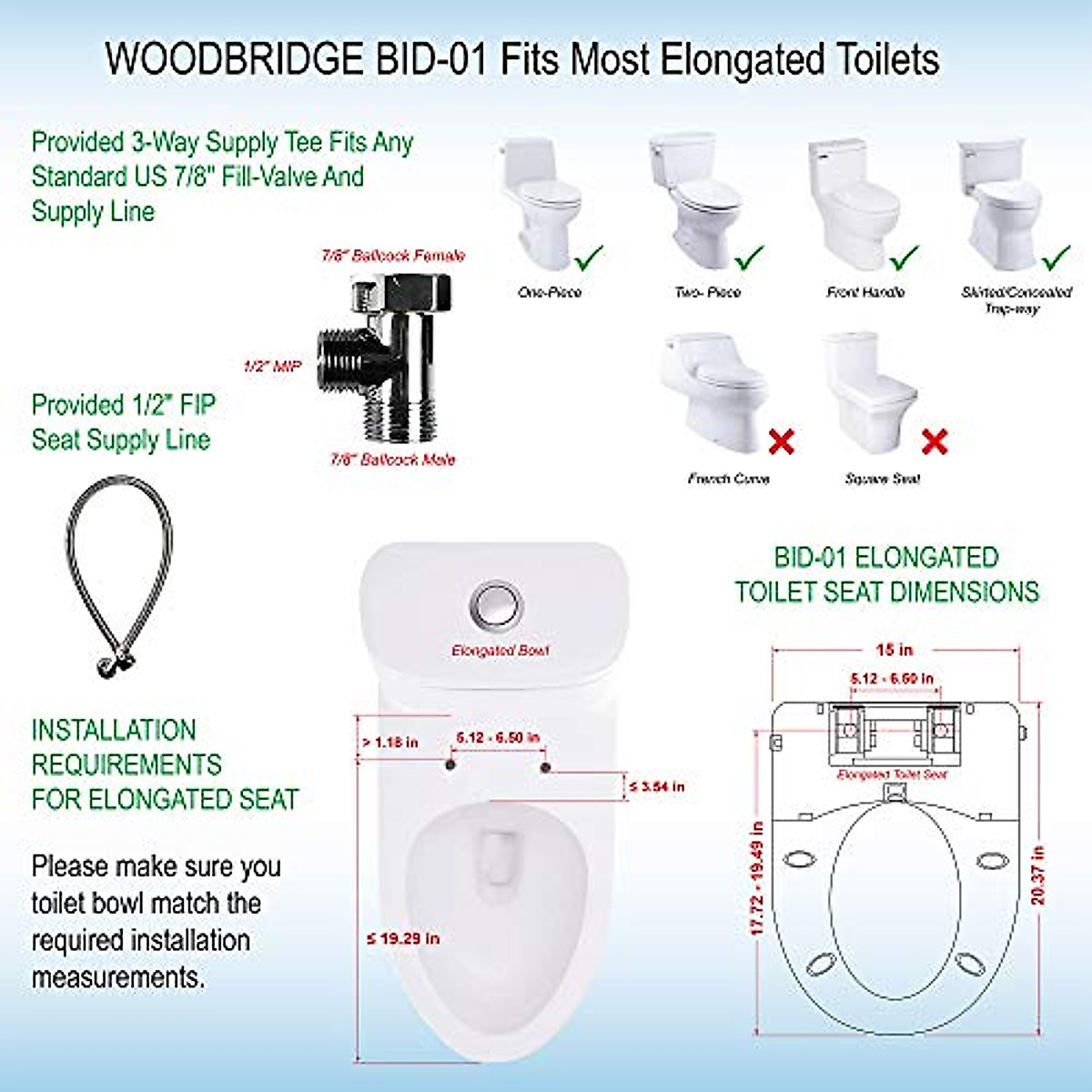 WOODBRIDGE BID-01 Bidet seat, BID01