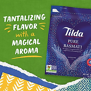 Tilda Pure Basmati Rice, Premium Aromatic and Authentic Rice, Large Resealable Bag, 10-Pound Bag,White