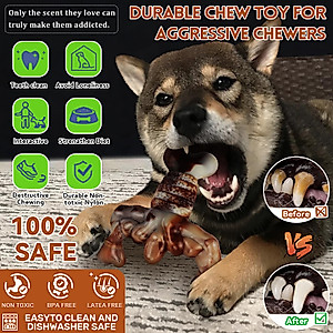 MOXIKIA Puppy Dog Chew Toy,Dog Bone for Aggressive Chewers,Bacon Flavor,Indestructible Tough Puppies Dog Toys,Teeth Cleaning and Training Puppy Supplies,Dog Chew Stick for Small Breed