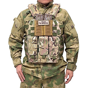 Double Mag Pouch Molle Open-Top Double Magazine Pouch for M4/M16/AR/AK Rifle Magazines (Black)