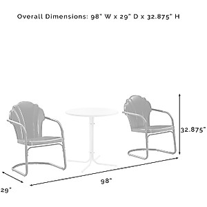 Crosley Furniture Tulip 3-Piece Outdoor Bistro Set, Vintage Retro Metal Patio Table and Chairs for Dining, Lavender Gloss/White Satin