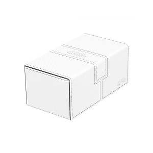 Ultimate Guard Flip 'n' Tray 200+, Deck Case for 200 Double-Sleeved TCG Cards +Dice Tray, White/Grey, Independent Magnetic Closure & Microfiber Lining