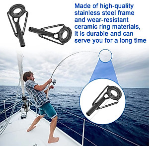 Fishing Rod Repair Kit with Glue,Fishing Rod Tips Guides Replacement Kit Rod Eyelet Stainless Steel Ceramic Ring Repair Kit