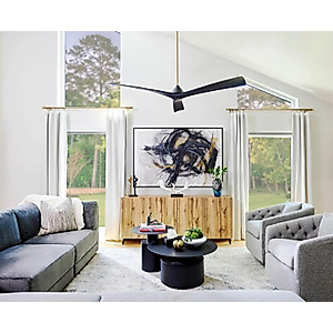 LUZAIRE DESIGN Oxygen 3-120-2115 | Mecca 64 Inch Three Blade Contemporary Modern Smart Ceiling Fan – Black & Walnut Finish | Three Speed Reversible Motor |