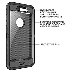 MXX for iPhone 8 Heavy Duty Case with Screen Protector [NO Belt Clip] [3 in 1 Layers Protective] Rugged Rubber Shockproof Protection Cover for Apple iPhone 7 / iPhone 8 - (Black)