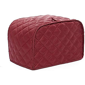Toaster Cover, Polyester Quilted Four Slice Toaster Appliance Cover, Dust and Fingerprint Protection, Machine Washable-2 YR Warranty (12W x 11D x 8.5H, Red Polyester)