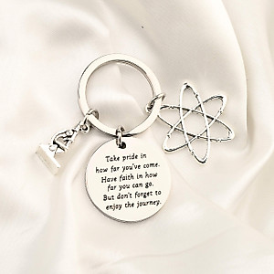 FUSTMW Science keychain Chemistry Science Gifts Atom Microscope Keychain Scientist Physicist Chemist Graduation Gift Biology Jewelry Science Lovers Gift (Science keychain)