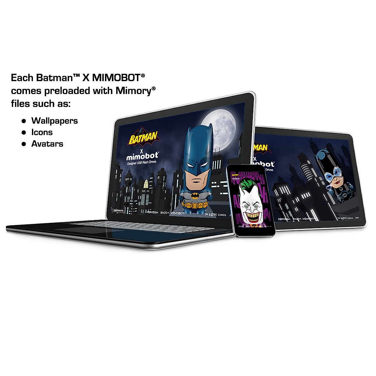 8GB Robin DC Comics MIMOBOT Character USB Flash Drive with Bonus preloaded Batman Themed Mimory Content, Limited Edition by Mimoco