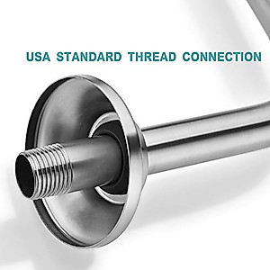 BESTILL 13 Inch S Shape Shower Head High Rise Extension Shower Arm and Flange, Brushed Nickel