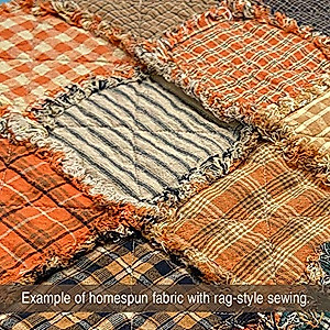 Autumn Pin Plaid Orange, Rust, Gold, Pumpkin Homespun Cotton Plaid Fabric by JCS - Sold by The Yard