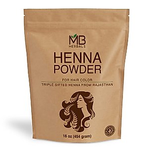 MB Herbals 100% Natural & Pure Henna Powder 454 Gram | 16 oz / 1.00 LB | For Natural Orange-Red Hair Color | Triple Sifted | Raw | Non-Radiated |100% Pure Rajasthan Henna from Marwar region