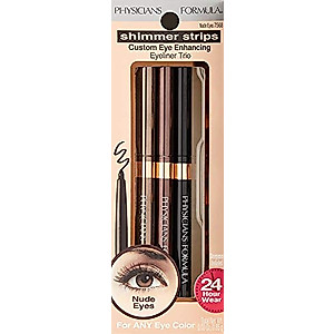 Physicians Formula Shimmer Eyeliner Pencil Set Of 3, Black, Dark Brown, Brown, Custom Eye Enhancing Eyeliner Trio, Dermatologist Approved