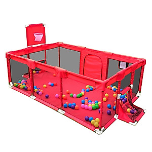 Gaorui Large Kids Baby Ball Pit - Portable Indoor Outdoor Baby Playpen Toddlers Children Safety Play Yard Fun Activities Popular Toys (Not Includes Balls) (Red)