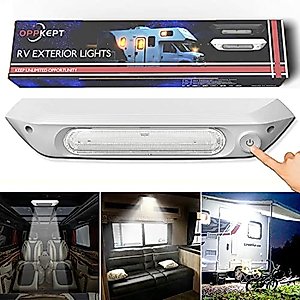 OPPKEPT LED RV Porch Lights Exterior with 3-Level Dimmer Switch, Upgrade 12V/28V 900 Lumen RV Exterior Lighting Replacement Light Fixtures for RVs Trailers Campers Yacht, IP67 Waterproof (White)