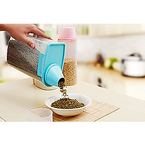 PISSION Pet Food Storage Container with Graduated Cup and Seal Buckles Food Dispenser for Dogs Cats (Blue)