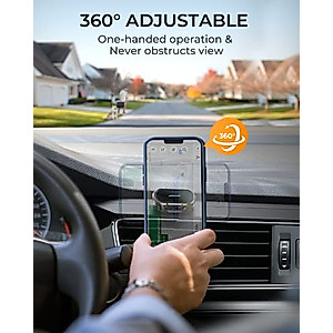 Magnetic Phone Mount for Car [Upgrade 6X Military Magnets] [Bendable Base] All Metal Magnet Car Mount, 360° Adjustable Dashboard Phone Holder for Car for All Smartphones