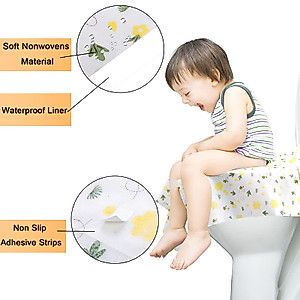 Tebery 30 Pack Extra Large Disposable Toilet Seat Covers, Lovely Bee Printed Potty Seat Covers for Toddlers, Kids, and Adults - Waterproof, Portable, Individually Wrapped for Travel