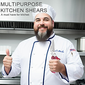 SLEMOON Kitchen Shears Heavy Duty Poultry Shears Meat Cutting Dishwasher Safe and Stainless Food Kitchen Scissors for Chicken Turkey Thanksgiving,Burgundy