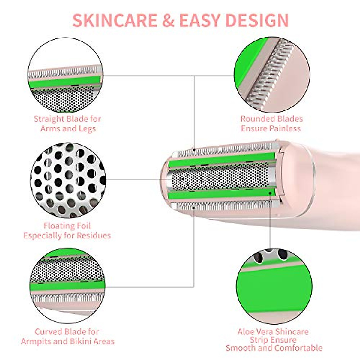 Electric Razor for Women brori Shavers Bikini Trimmer Body Hair Removal 3 in 1 Rechargeable Wet & Dry Painless Cordless for Legs and Underarms, with 2 Speed Childproof Lock