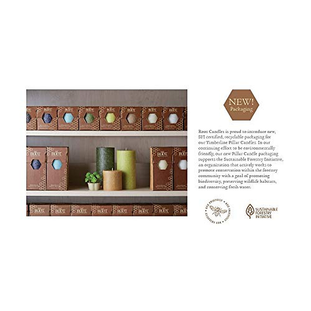 Root Candles Unscented Timberline Pillar Candle , 3 x 9-Inches, Buttercream